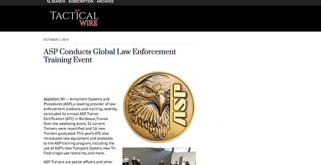Tactical Wire: ASP Conducts Global Law Enforcement Training Event – ASP ...